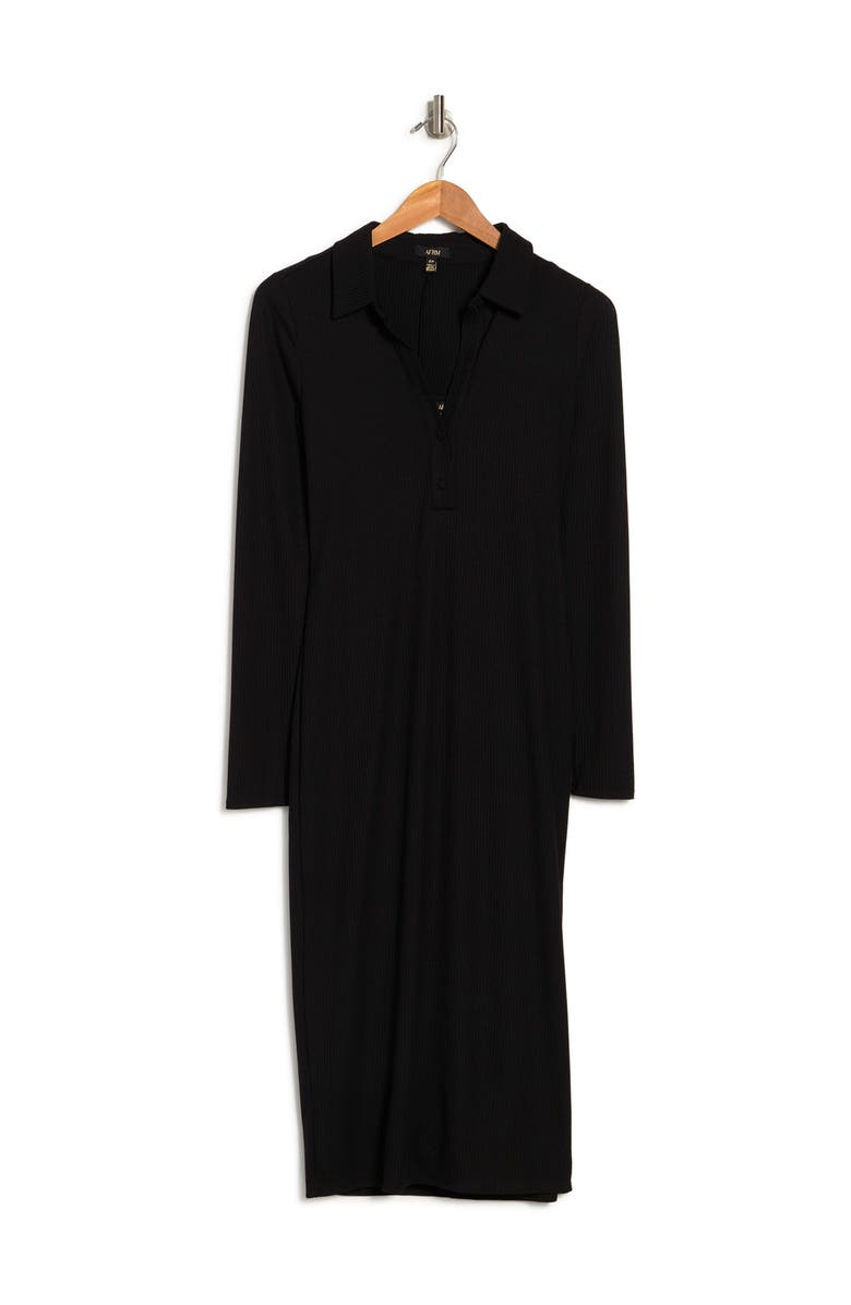AFRM Lacey Collar Ribbed Midi Dress | Nordstromrack