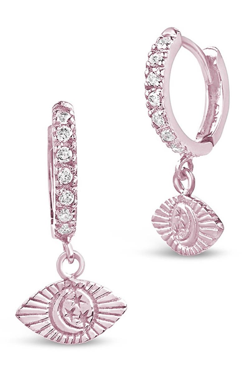 Sterling Forever Starry Nights Cubic Zirconia Evil Eye Drop Huggie Hoop ...