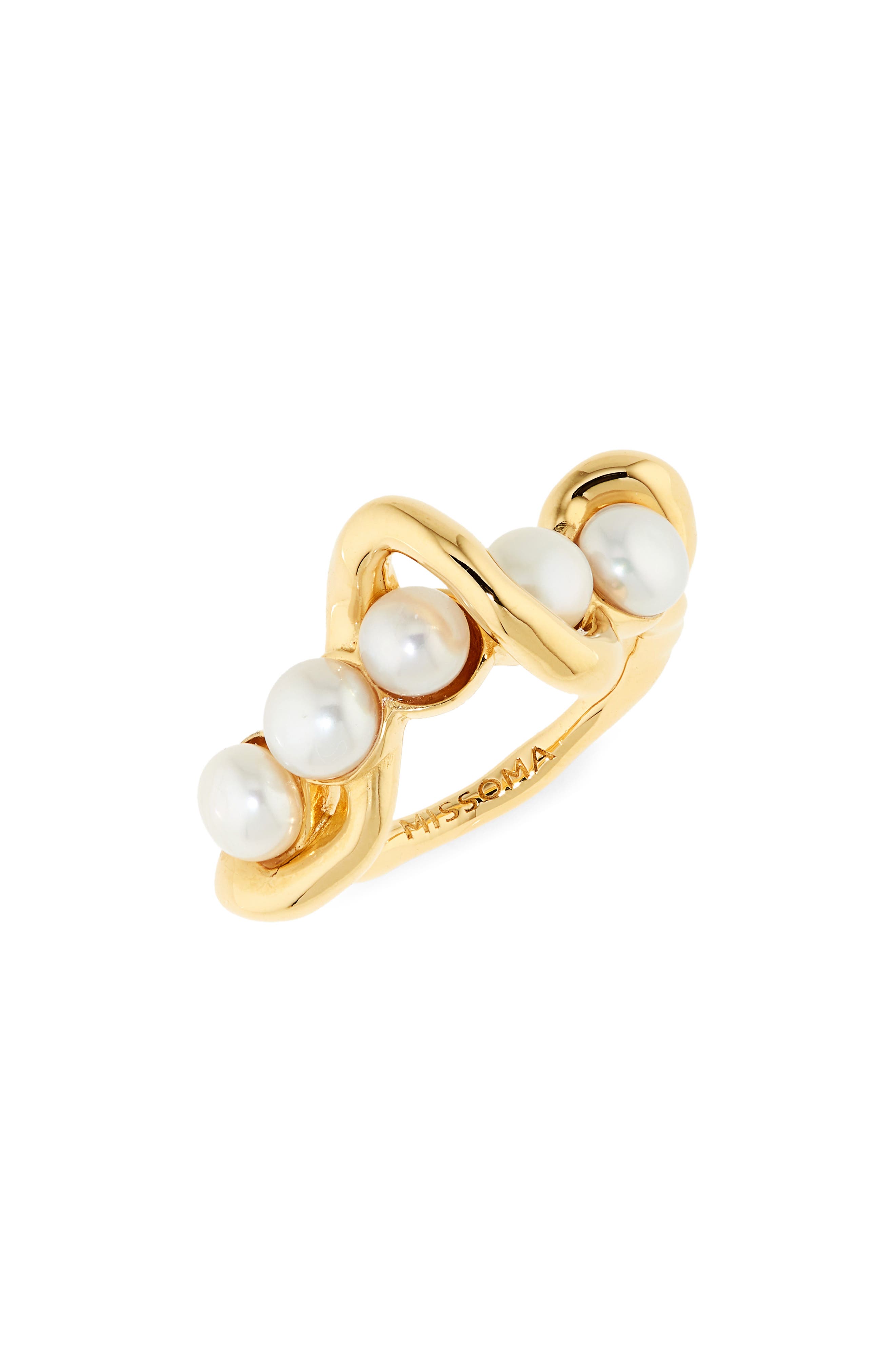 Missoma Molten Baroque Freshwater Pearl Twisted Stacking Ring | Nordstrom