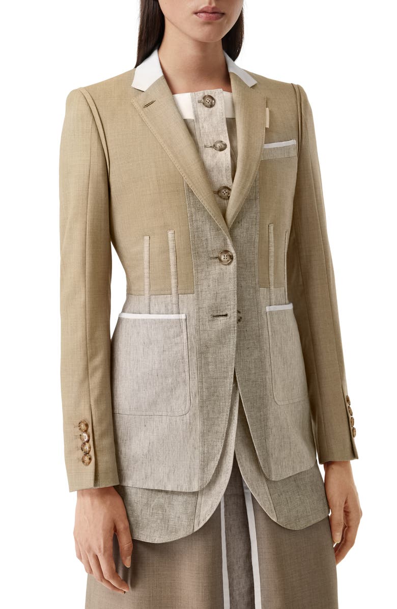 Burberry Tape Detail Mix Media Blazer | Nordstrom