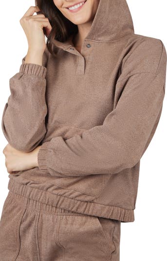 90 DEGREE BY REFLEX Alma Marled Piqué Hoodie | Nordstromrack