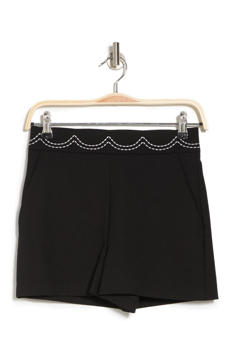 RED Valentino Cady Tech Scalloped Dotted Line Embroidery Shorts ...