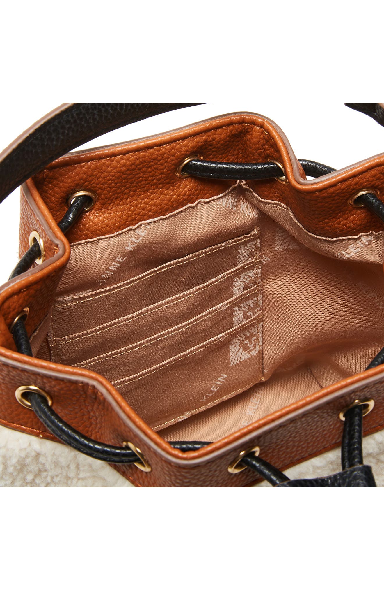 Anne Klein Faux Shearling Trim Bucket Bag | Nordstromrack