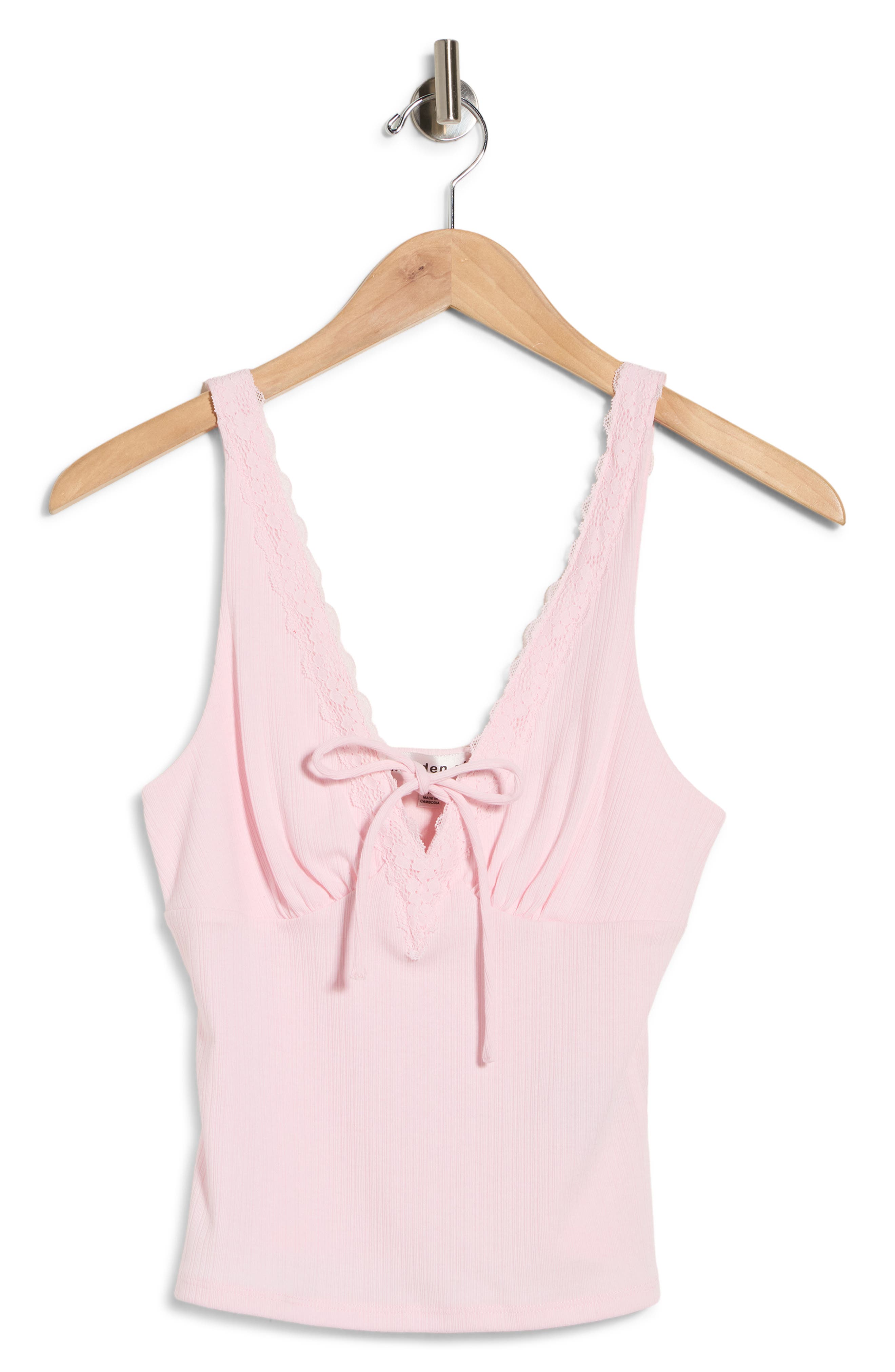 Madden Girl Lace Trim Tie Front Tank | Nordstromrack