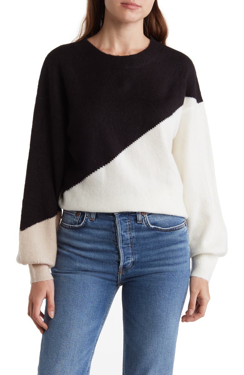 Blu Pepper Colorblock Balloon Sleeve Sweater | Nordstromrack