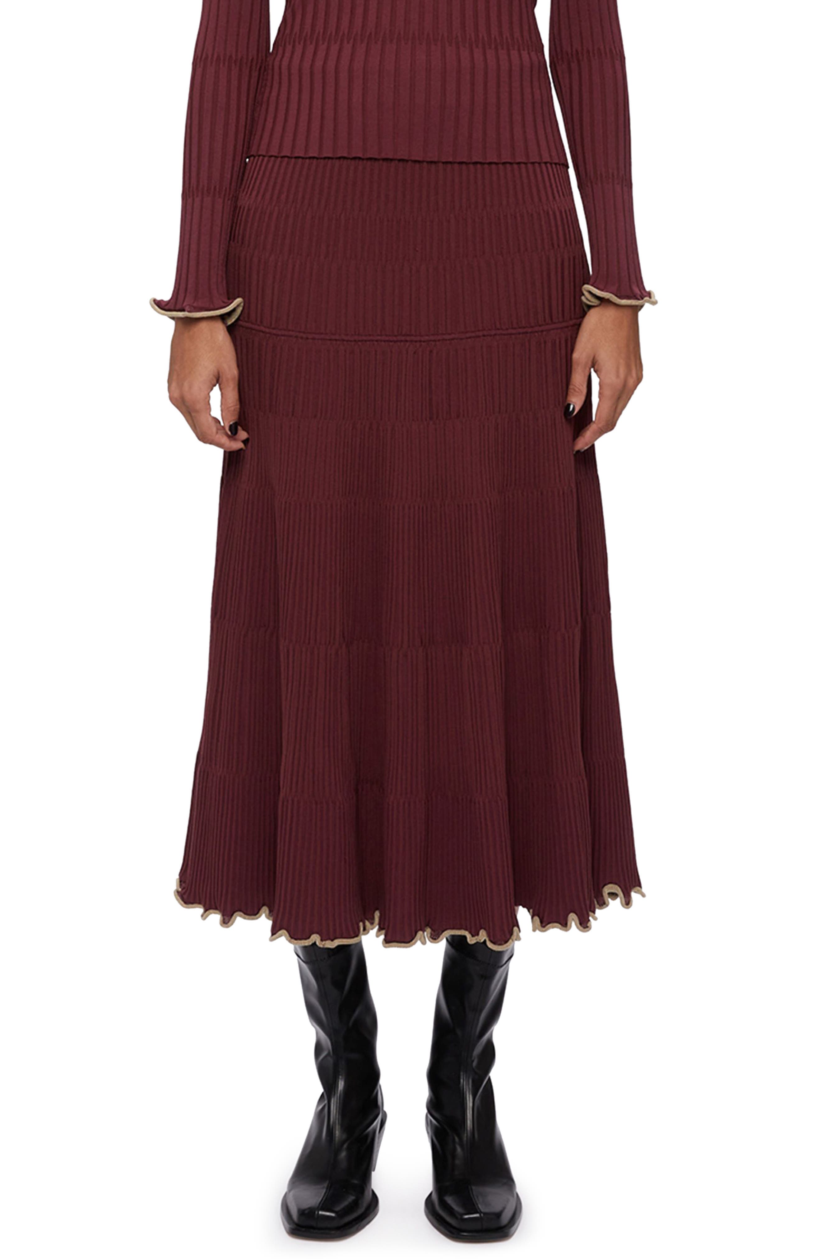 Simkhai Malia Ribbed Tiered Midi Skirt | Nordstromrack