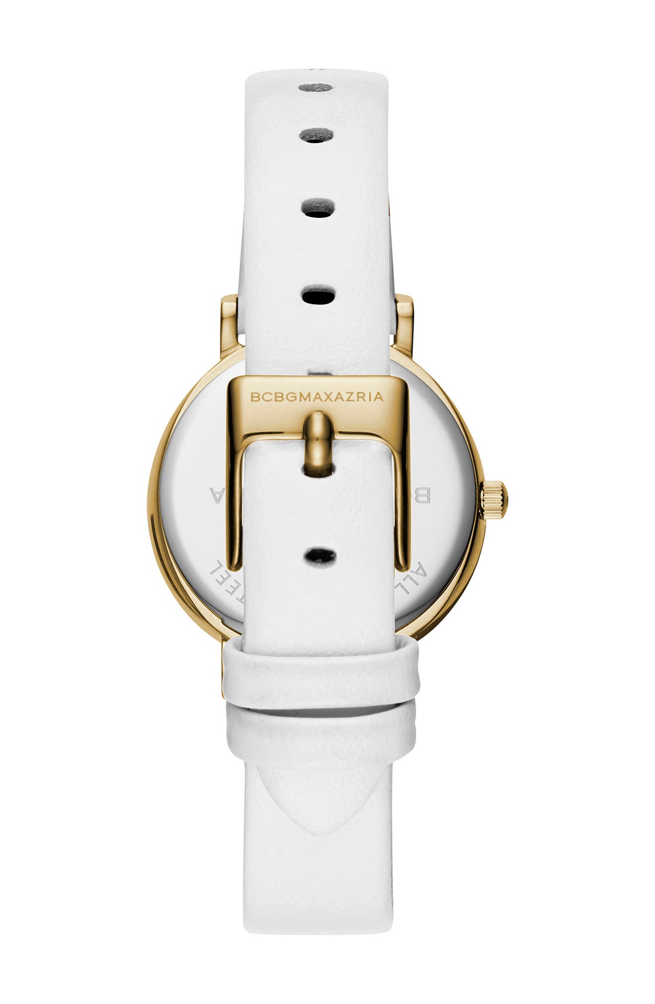 BCBG Crystal Embellished Leather Strap Watch, 30mm | Nordstromrack