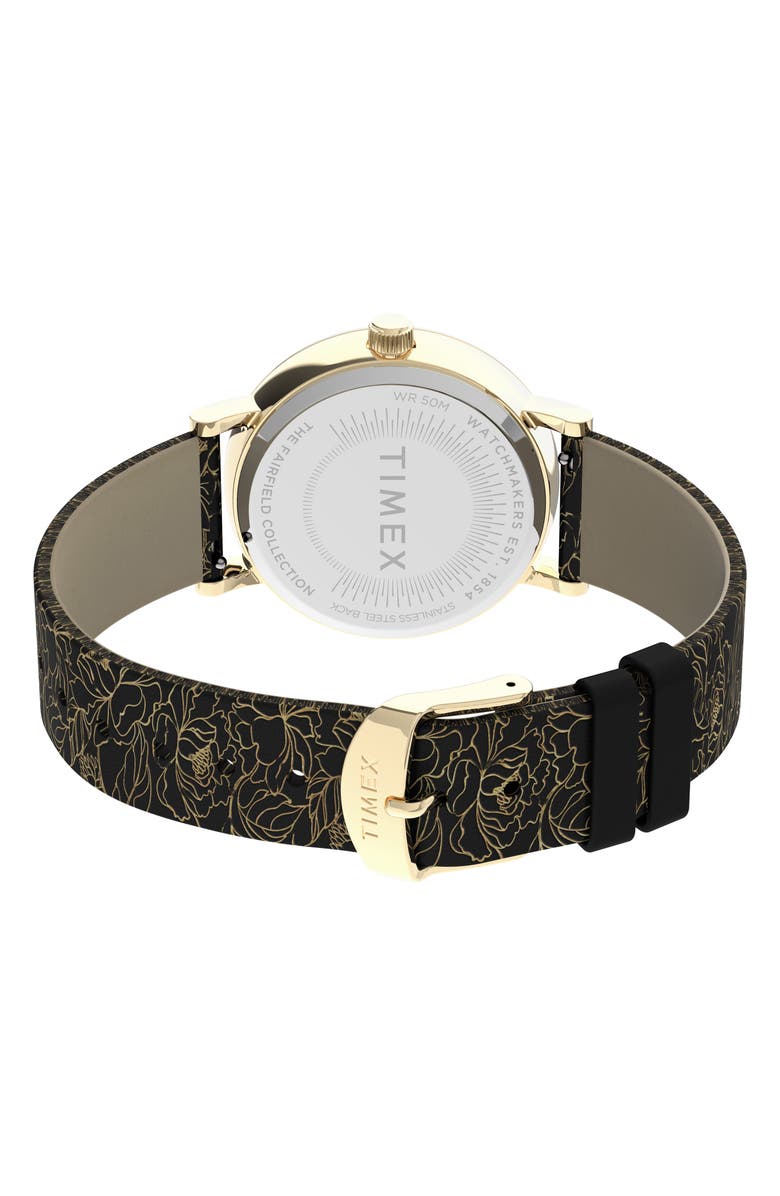 Timex® Fairfield Floral Leather Strap Watch, 37mm x 7mm | Nordstrom