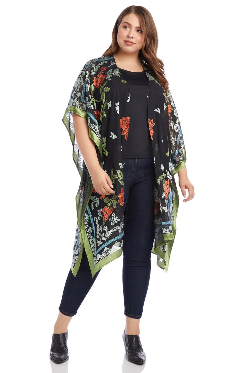 Karen Kane Textured Floral Open Front Jacket | Nordstromrack