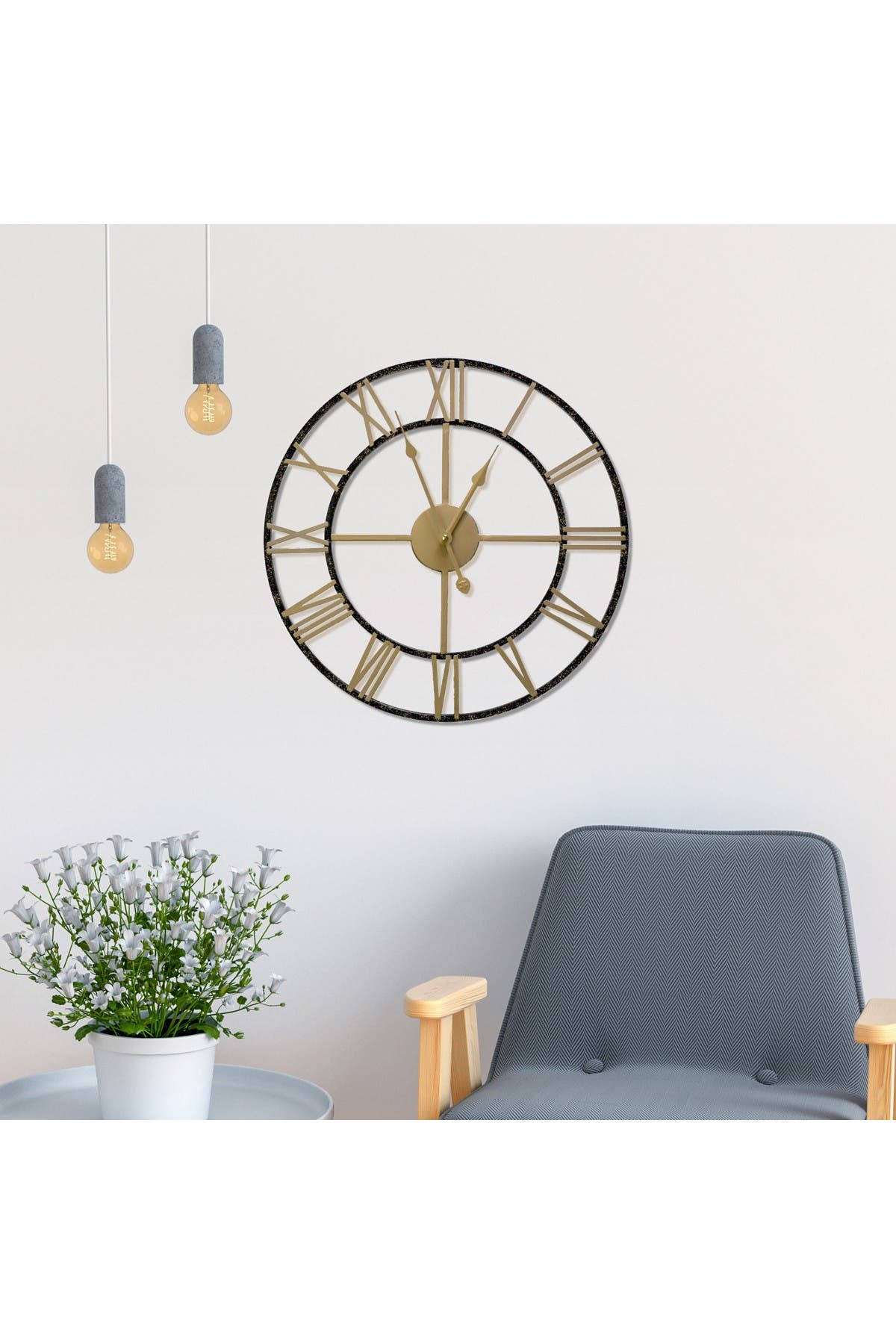 WALPLUS 17 Inch Gold And Black Vintage Roman Wall Clock 43cm ...