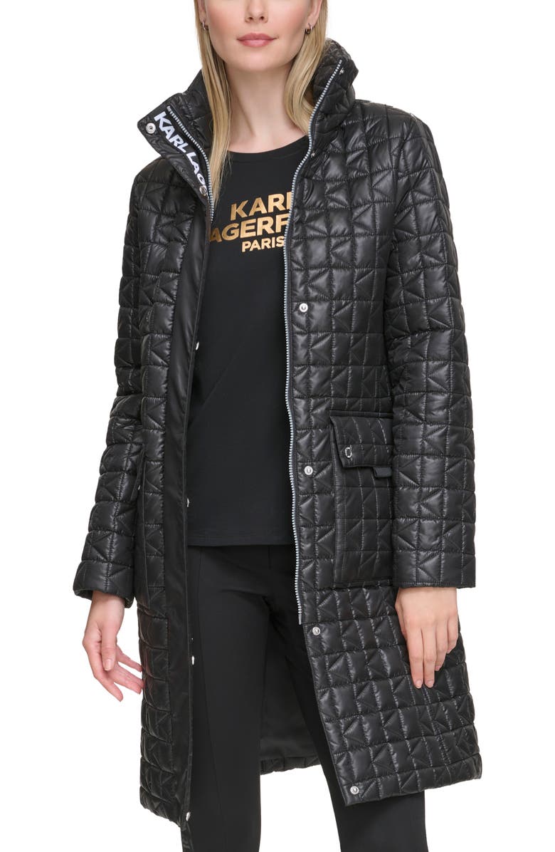 KARL LAGERFELD PARIS Water Resistant K-Quilted Coat | Nordstromrack
