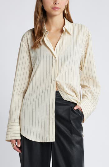 Open Edit Stripe Button-Up Shirt | Nordstrom
