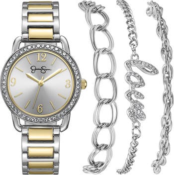 Jessica Simpson Two-Tone Bracelet Watch Set | Nordstromrack