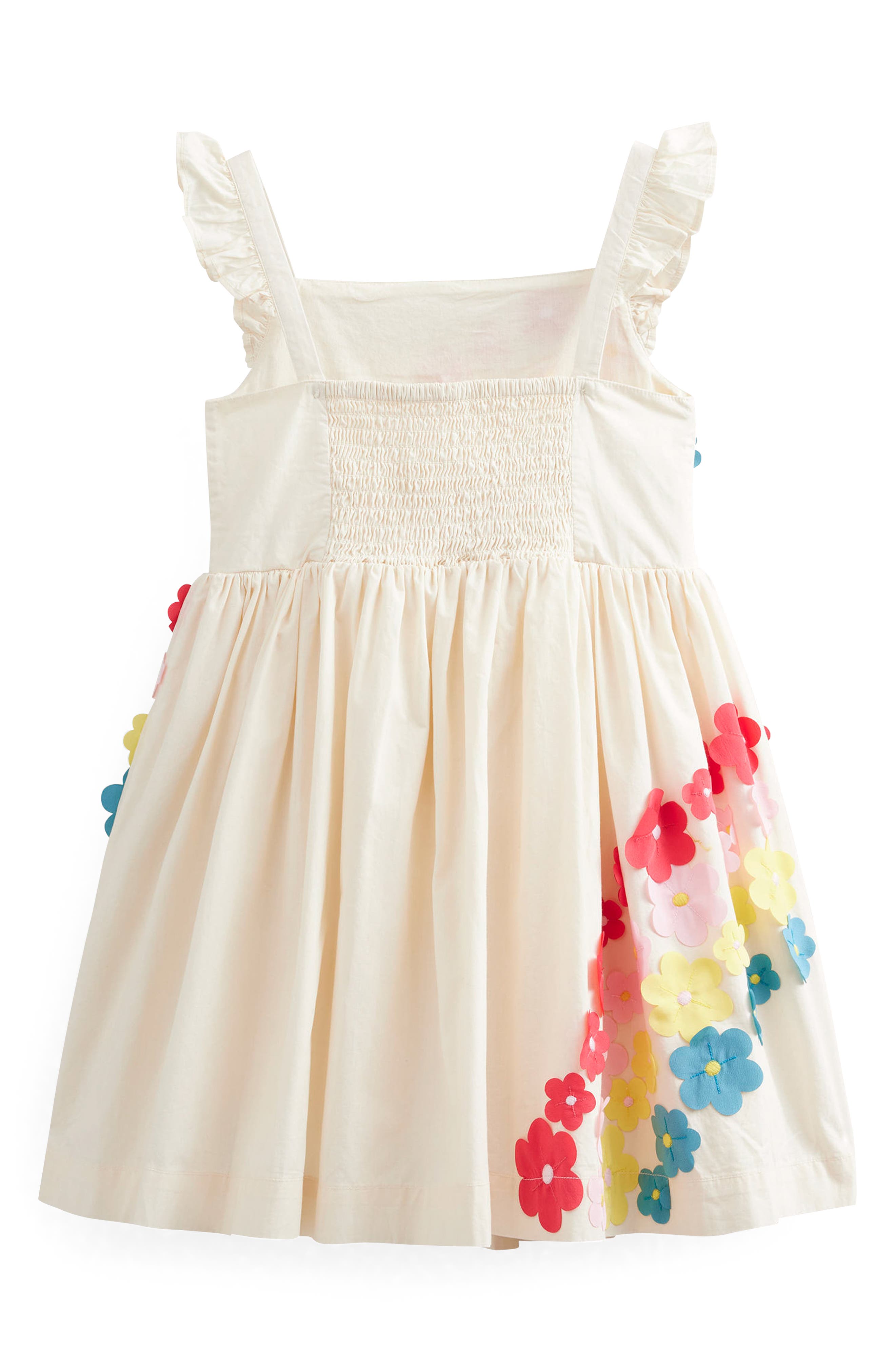 Mini Boden Kids' Appliqué Floral Flutter Sleeve Cotton Sundress ...