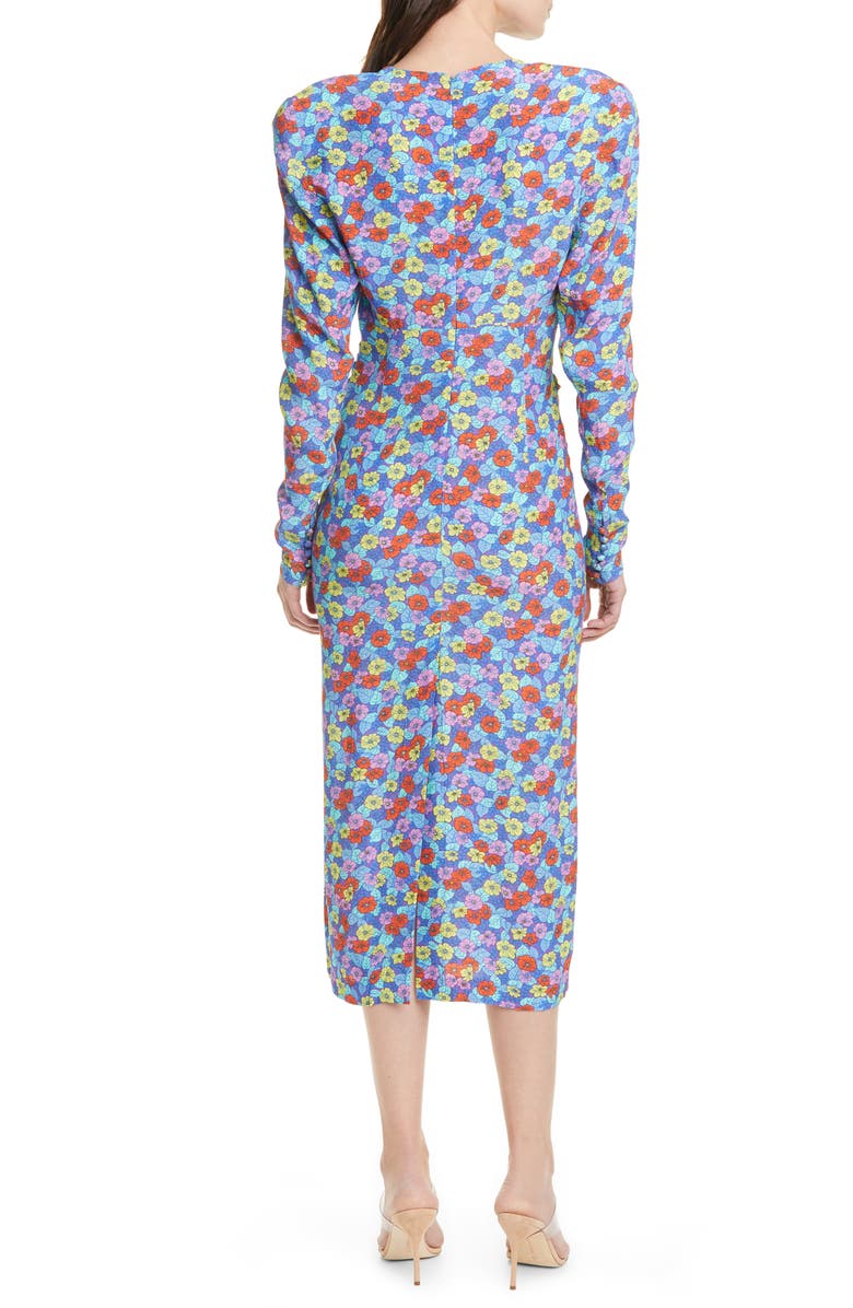 ROTATE Heather Floral Print Long Sleeve Midi Dress | Nordstromrack