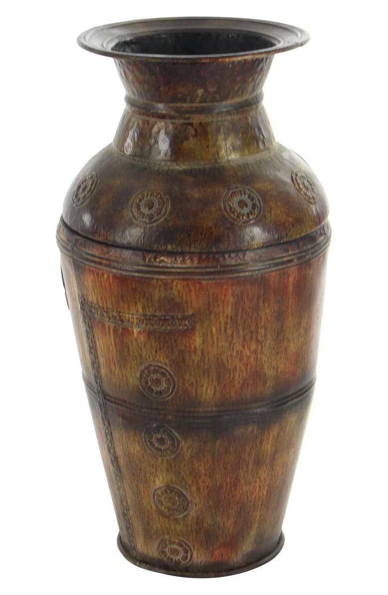 SONOMA SAGE HOME Brown Metal Indoor Outdoor Large Vase with Floral ...