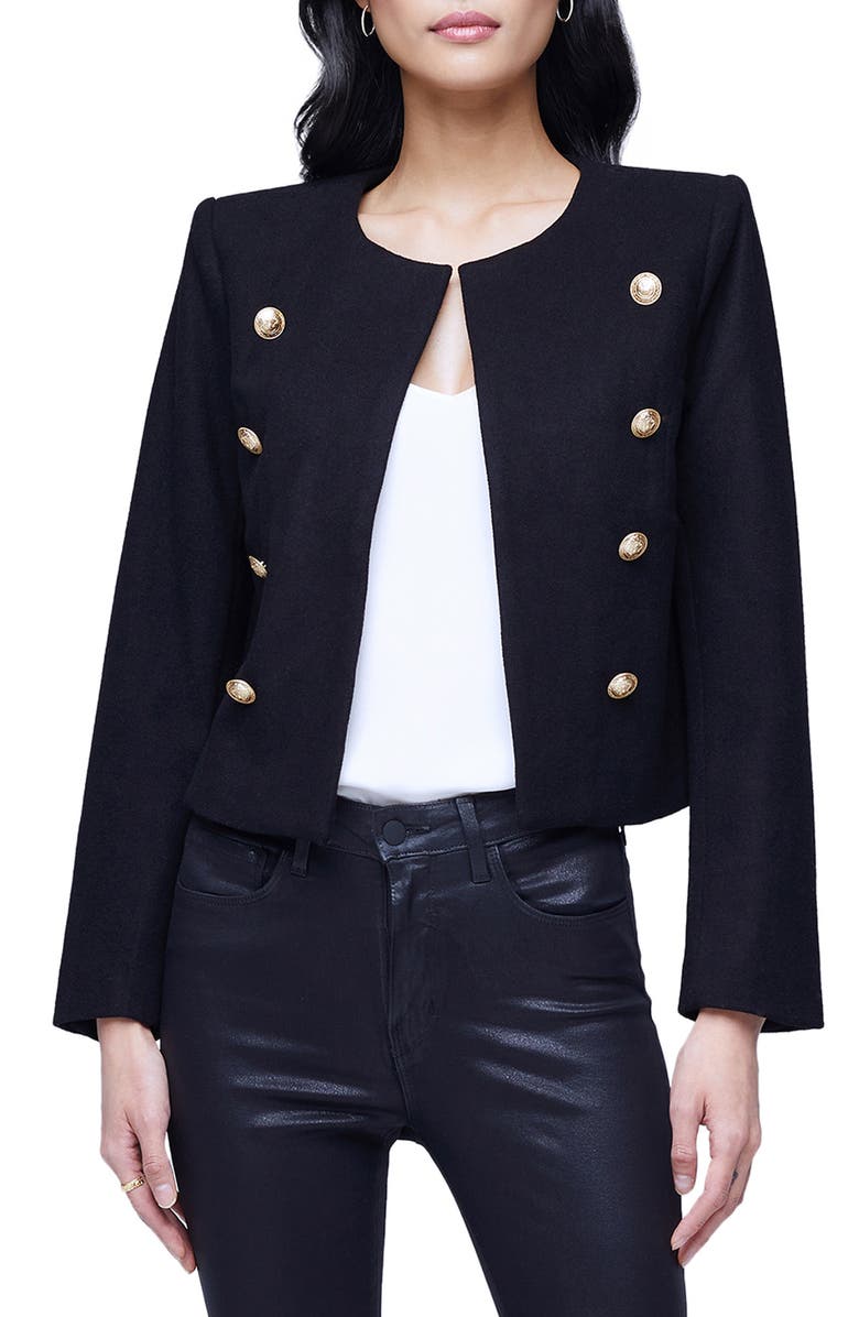 L'AGENCE True Collarless Wool Blend Jacket | Nordstromrack