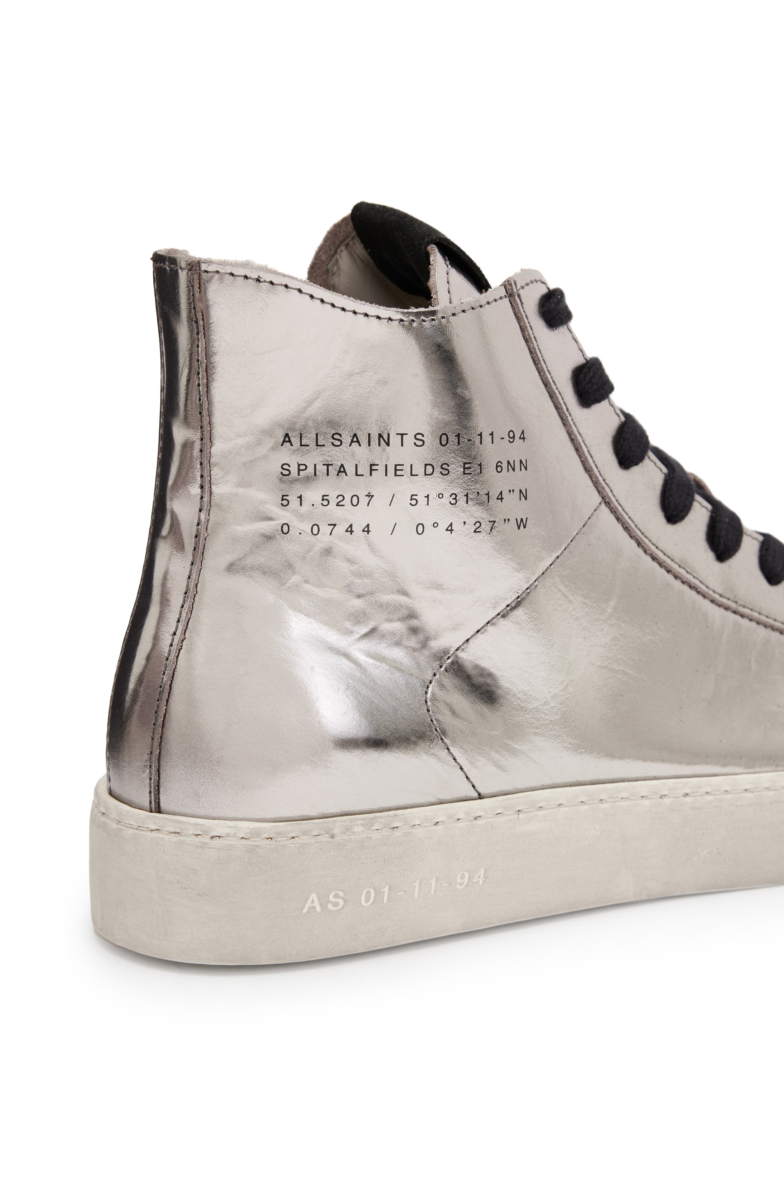 AllSaints Tana Metallic Leather High Top Sneaker (Women) | Nordstrom