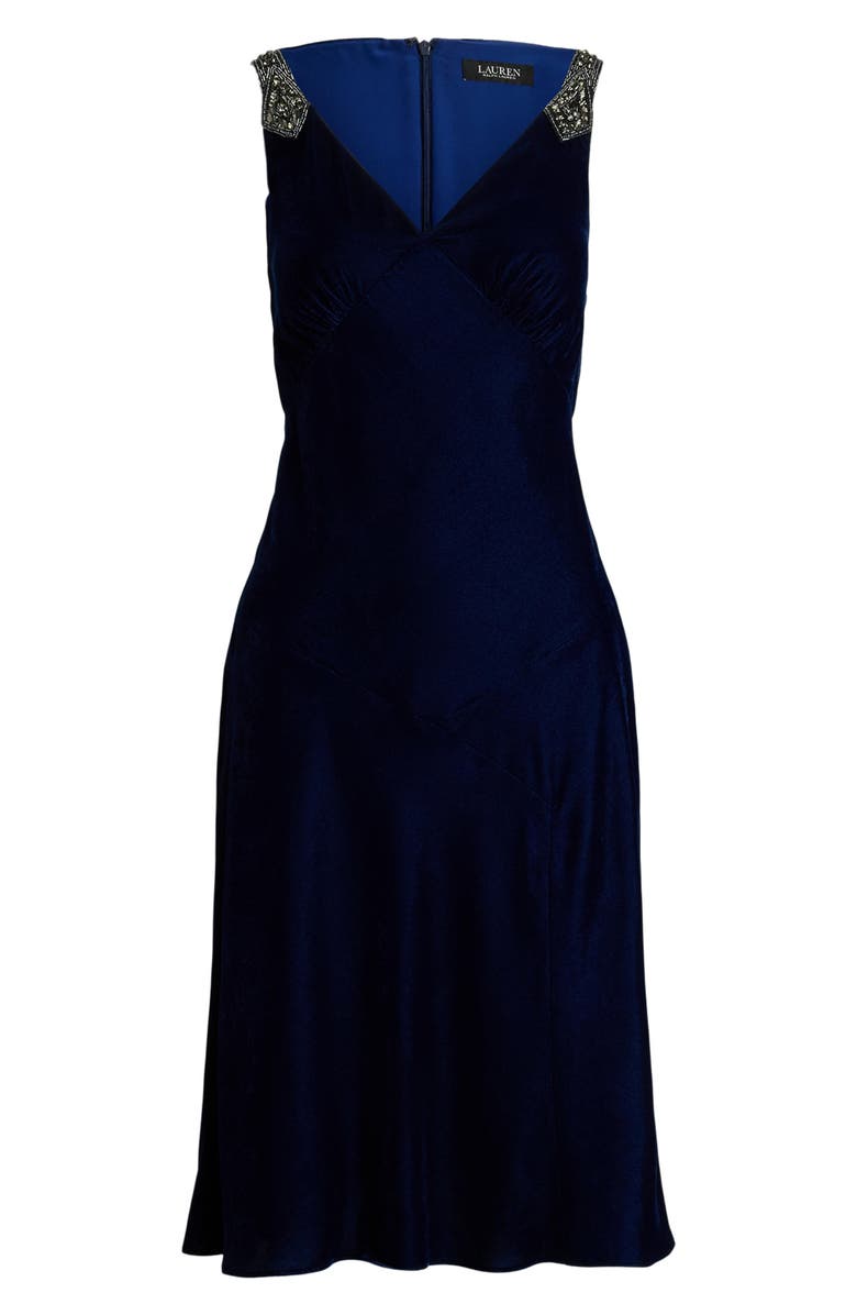 Lauren Ralph Lauren Beaded Strap Velvet Cocktail Fit & Flare Dress ...