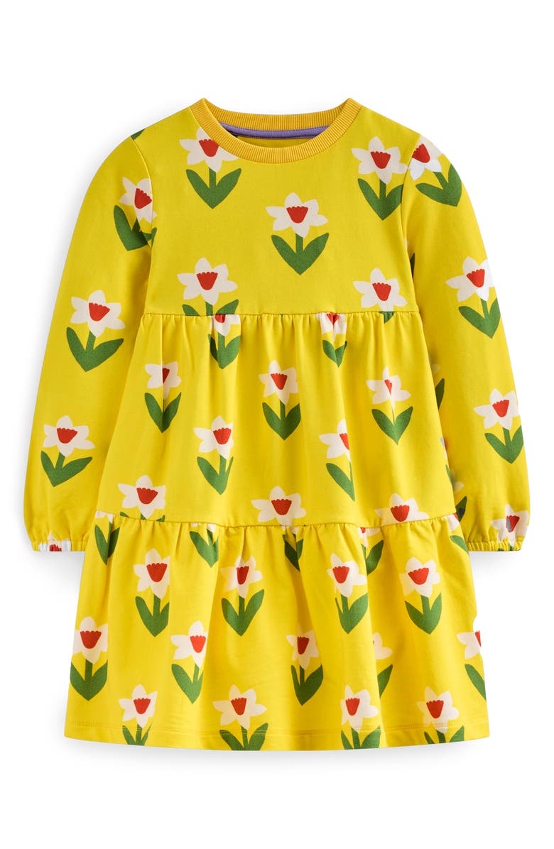 Mini Boden Kids' Daffodil Print Long Sleeve Cotton Sweatshirt Dress ...