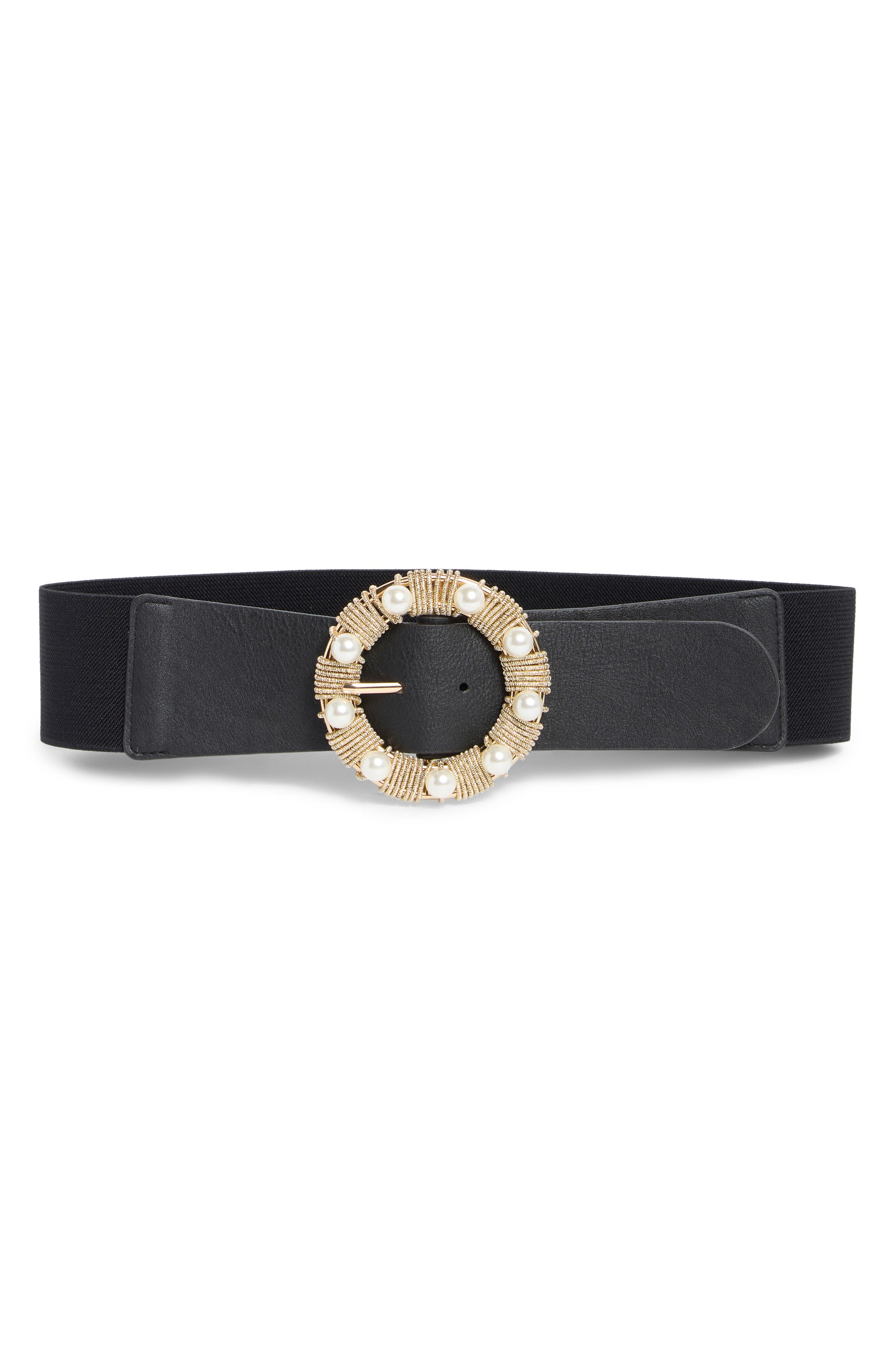 AREA STARS Faux Pearl Stretch Belt | Nordstromrack