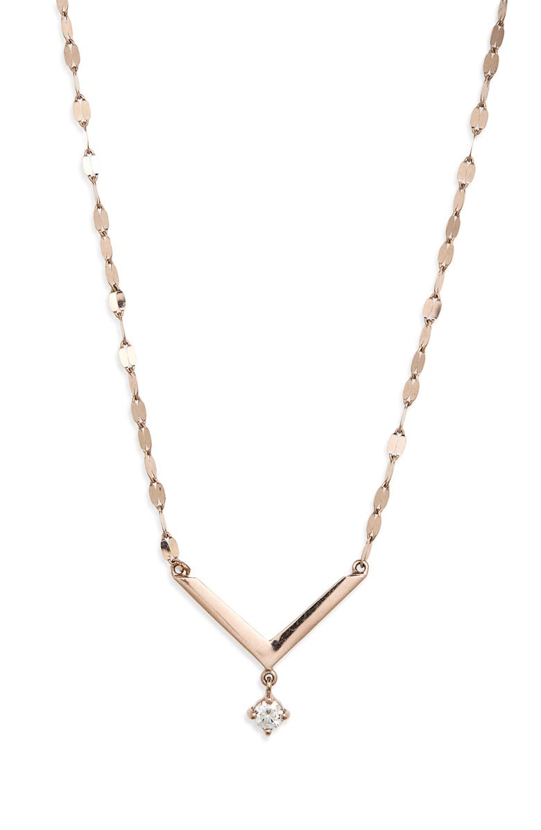 LANA 14K Rose Gold Diamond V-Bar Pendant Necklace | Nordstromrack