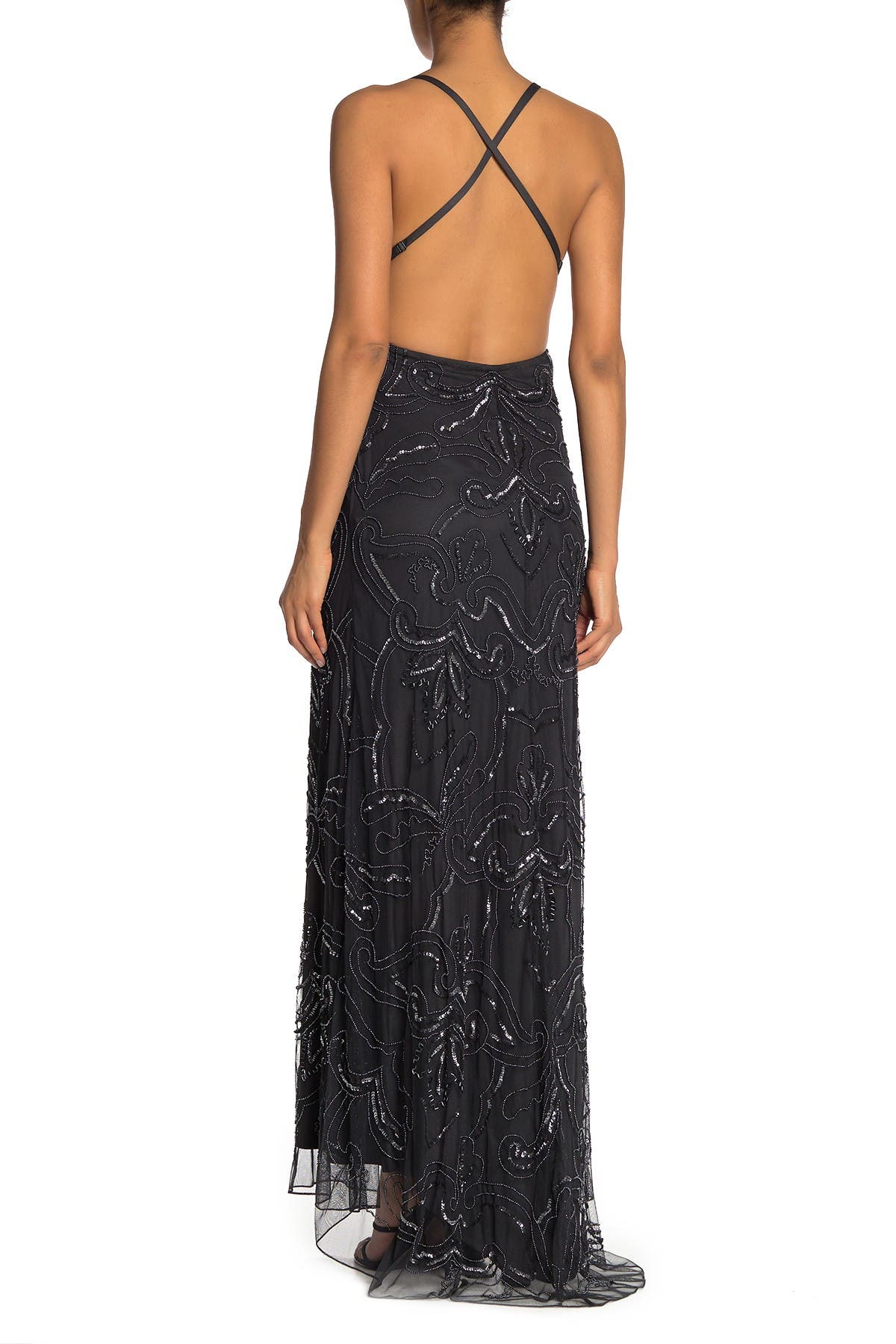 Jump Apparel Beaded Criss-Cross High/Low Gown | Nordstromrack