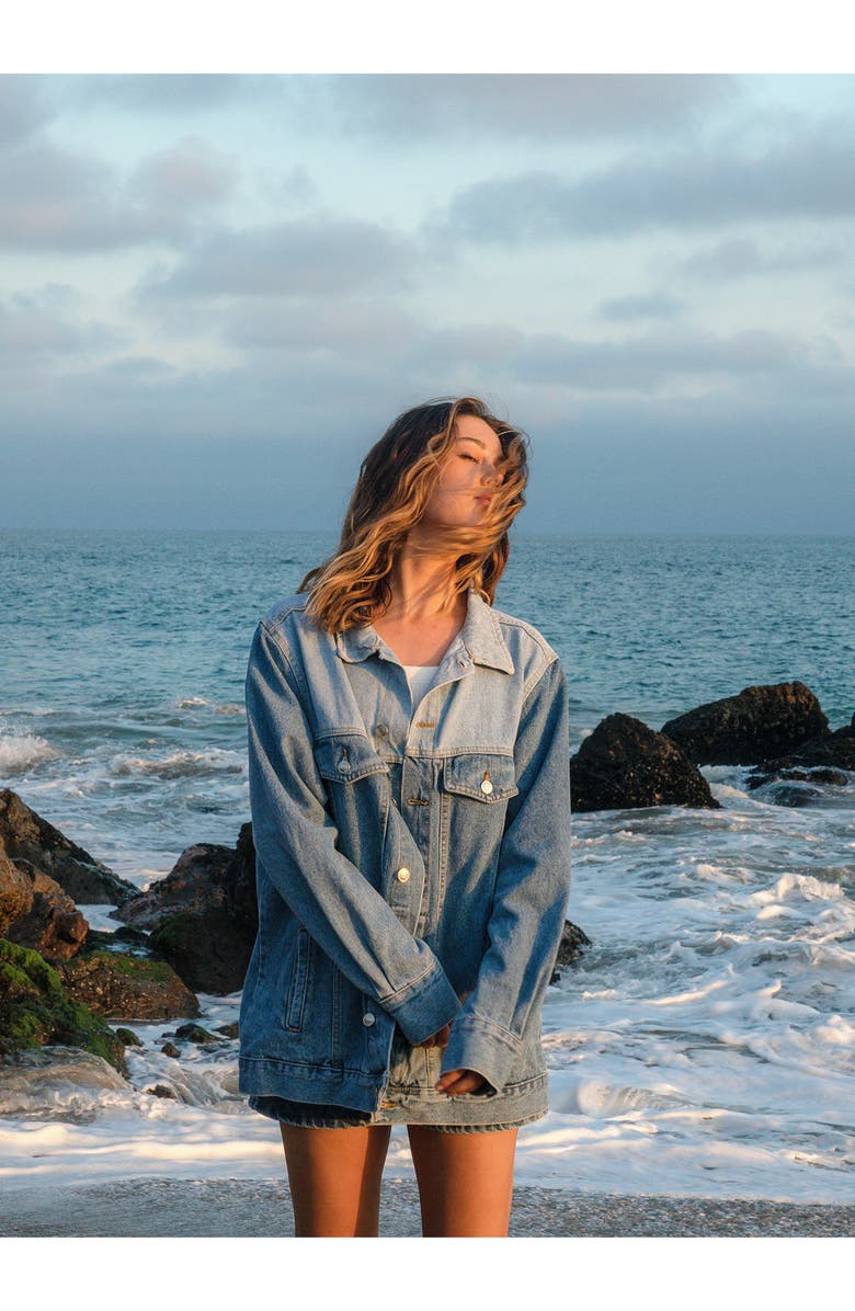 4th & Reckless x Jourdan Sloane Mirissa Oversize Two-Tone Denim Trucker ...