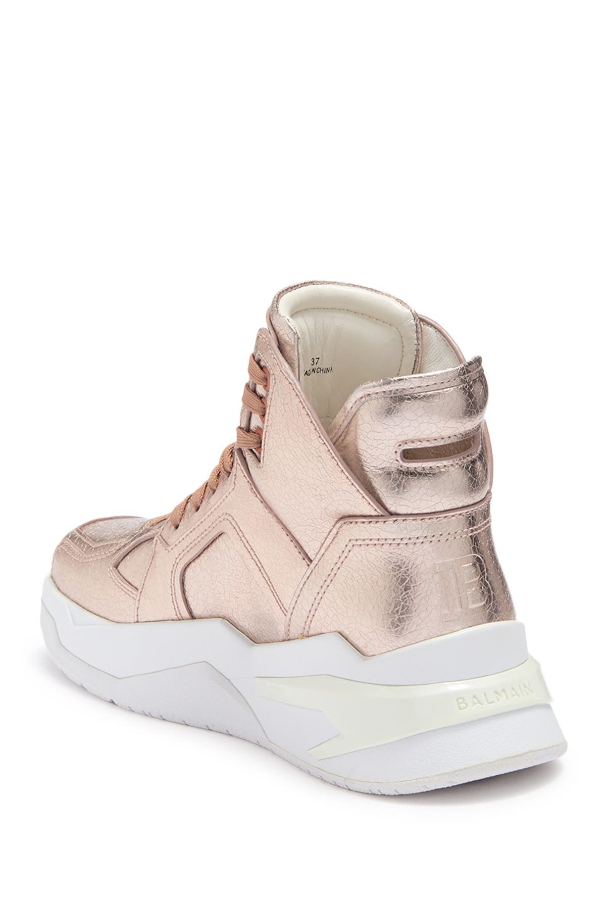 Balmain B-Ball High Top Metallic Leather Sneaker | Nordstromrack