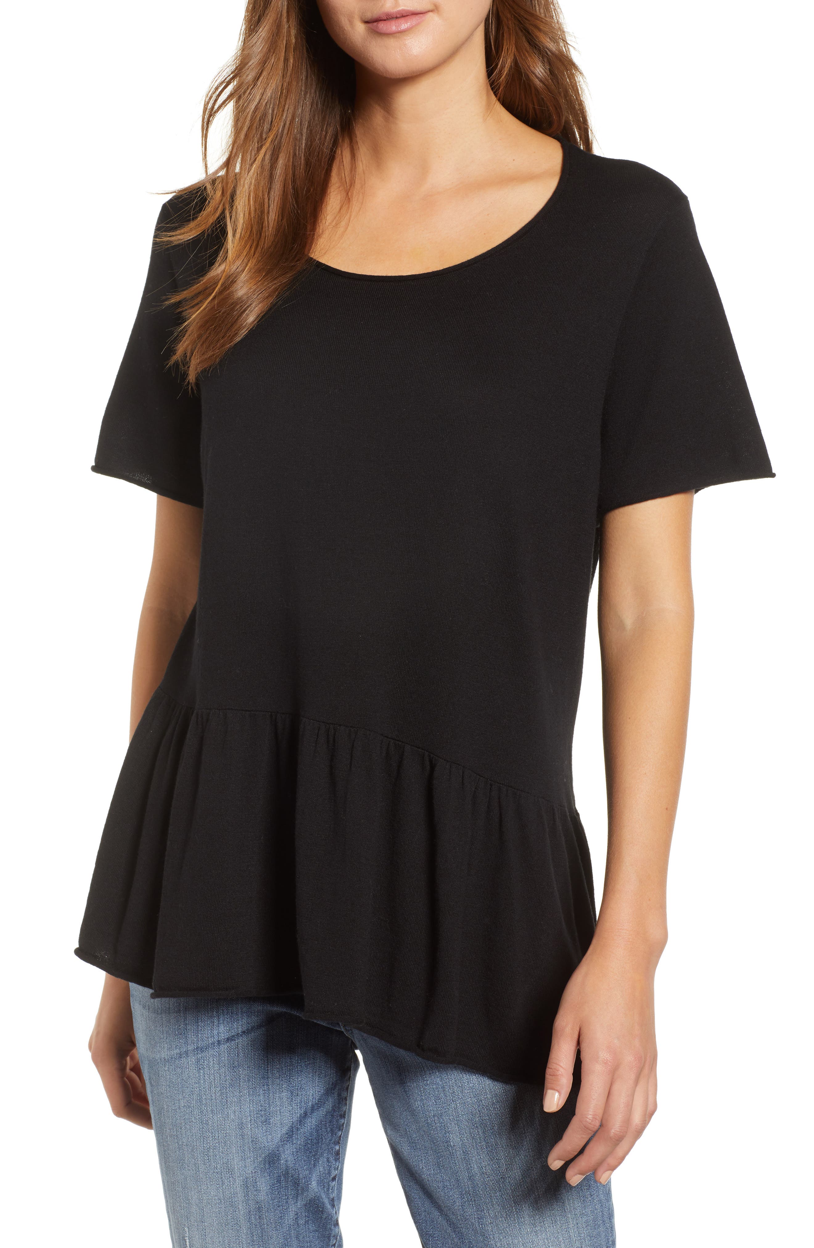 Caslon® Raw Edge Peplum Top | Nordstromrack