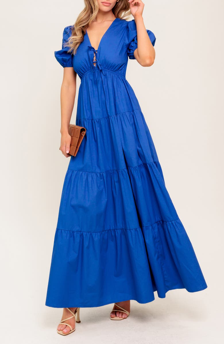 FLYING TOMATO Puff Sleeve Tiered Maxi Dress | Nordstromrack