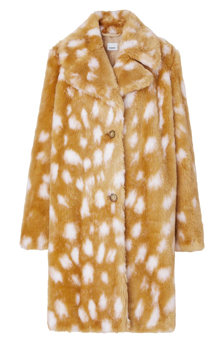 Burberry Runction Fawn Print Faux Fur Coat | Nordstrom