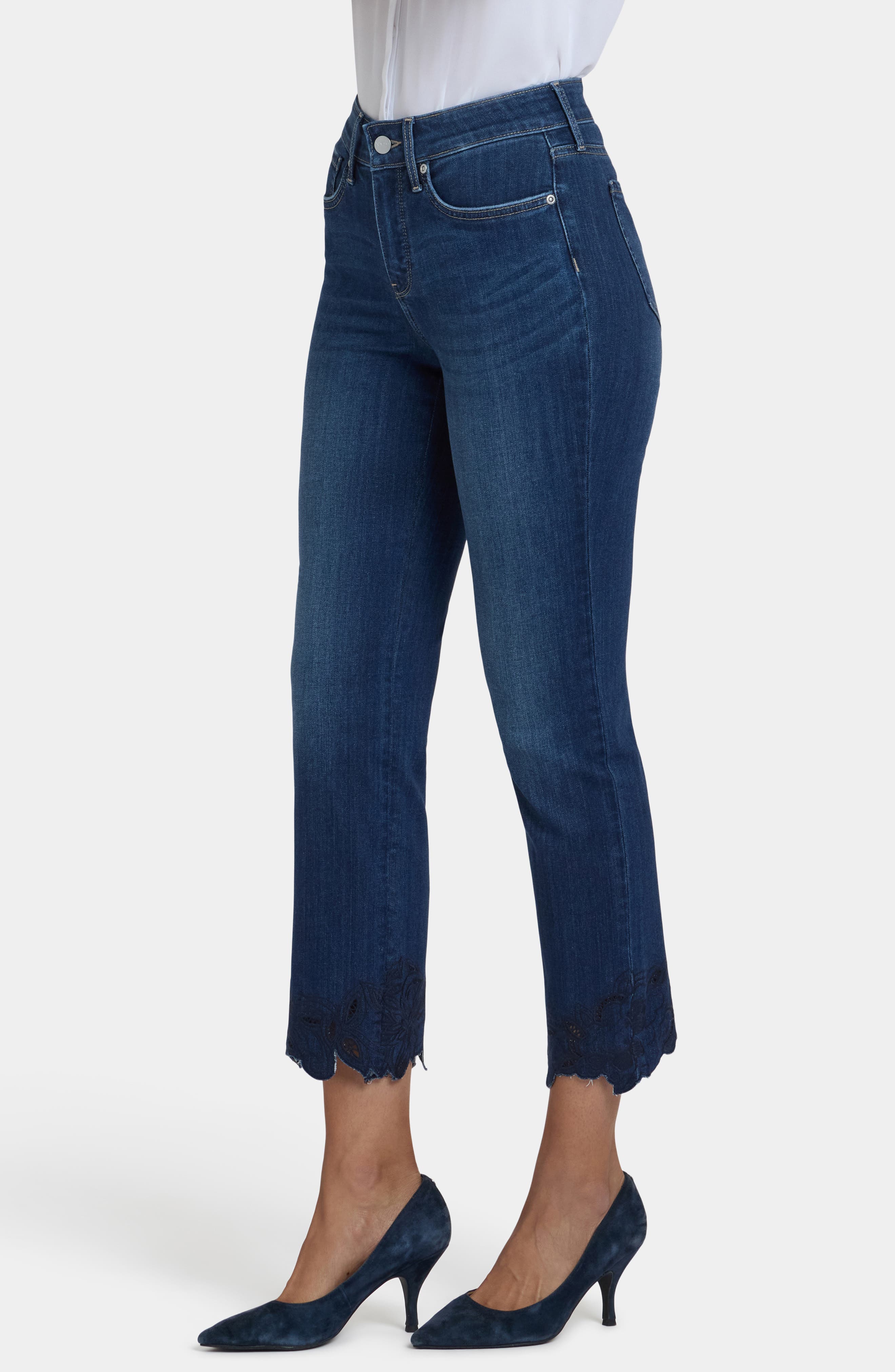 NYDJ Marilyn Embroidered Ankle Straight Leg Jeans | Nordstromrack