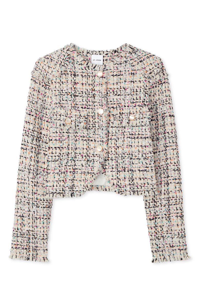 ST. JOHN Multicolor Eyelash Tweed Crop Jacket | Nordstrom