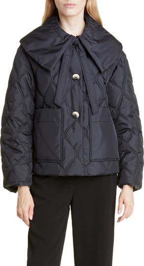 Ganni Quilted Platter Collar Ripstop Jacket | Nordstrom