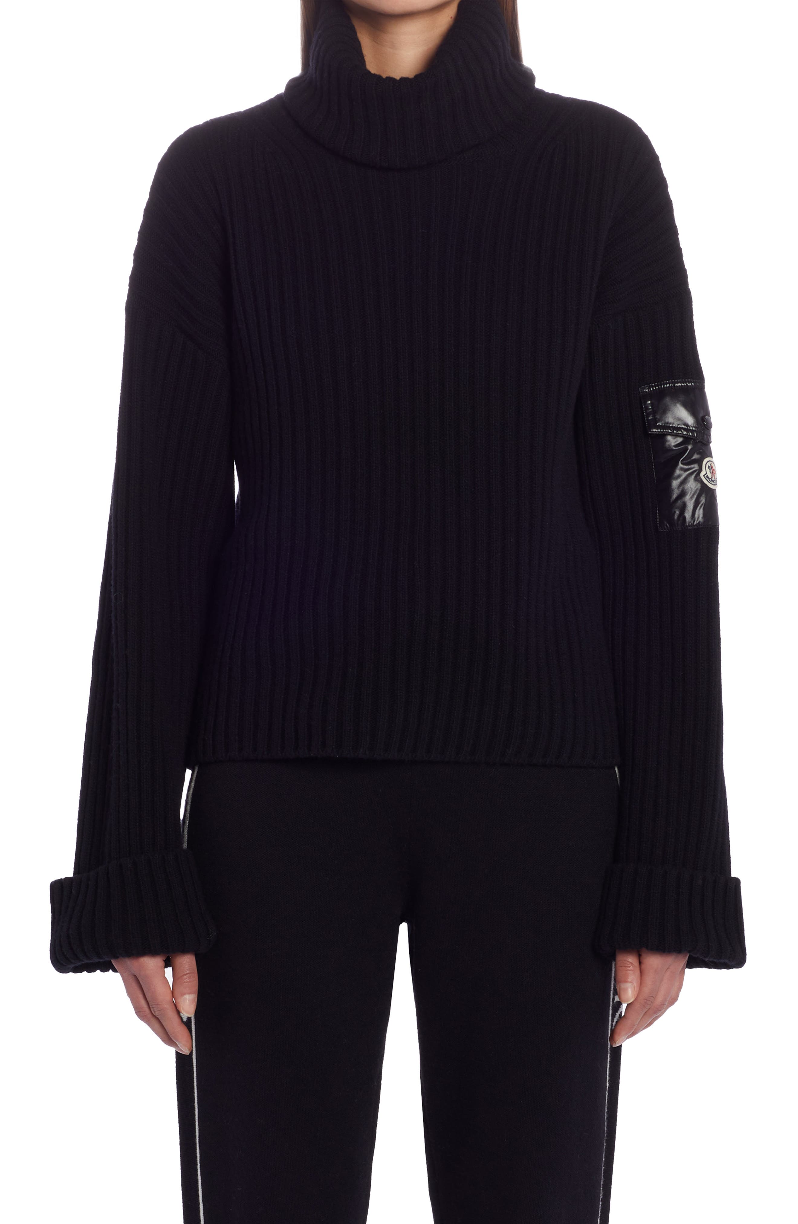 Moncler Patch Pocket Wool Rib Turtleneck Sweater | Nordstrom