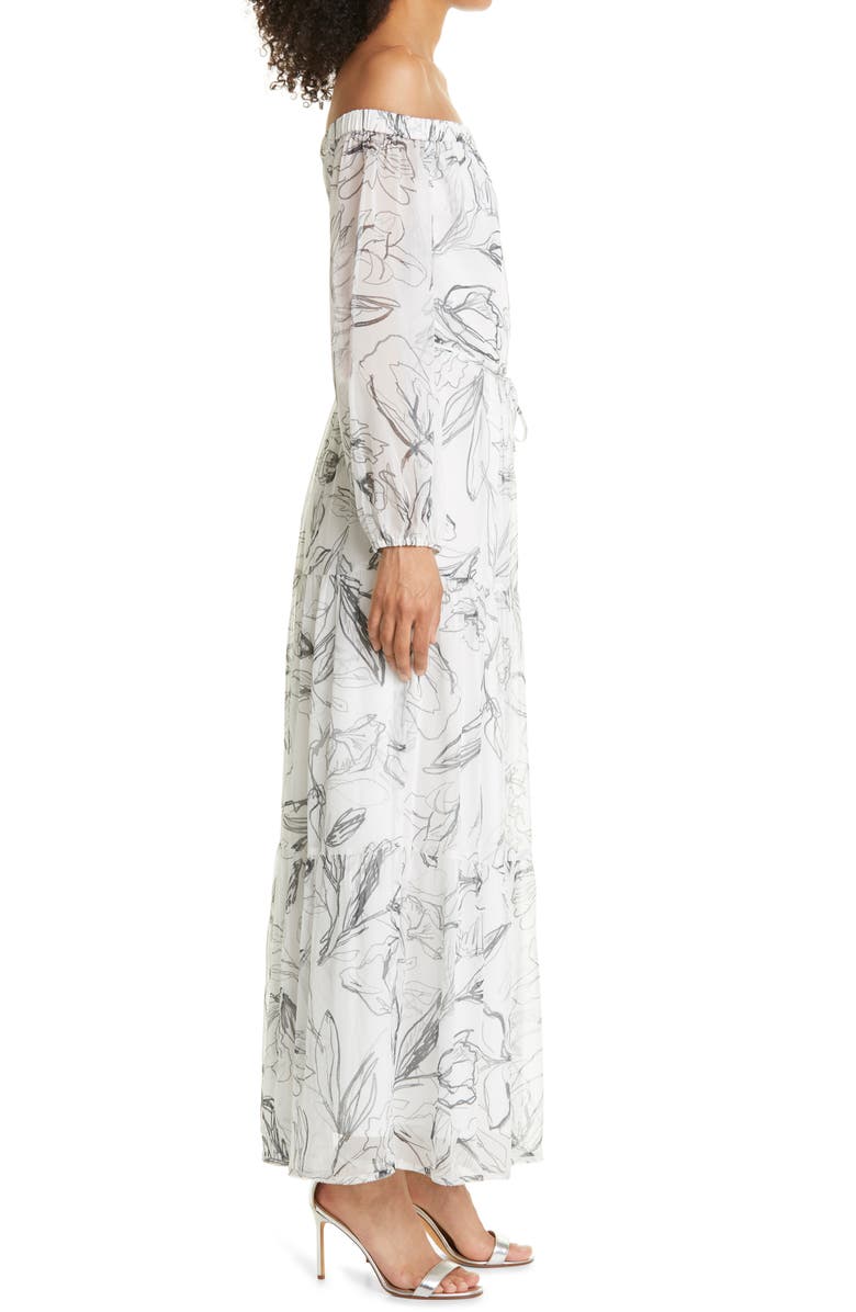 Milly Pierce Sketched Iris Off the Shoulder Long Sleeve Maxi Dress ...