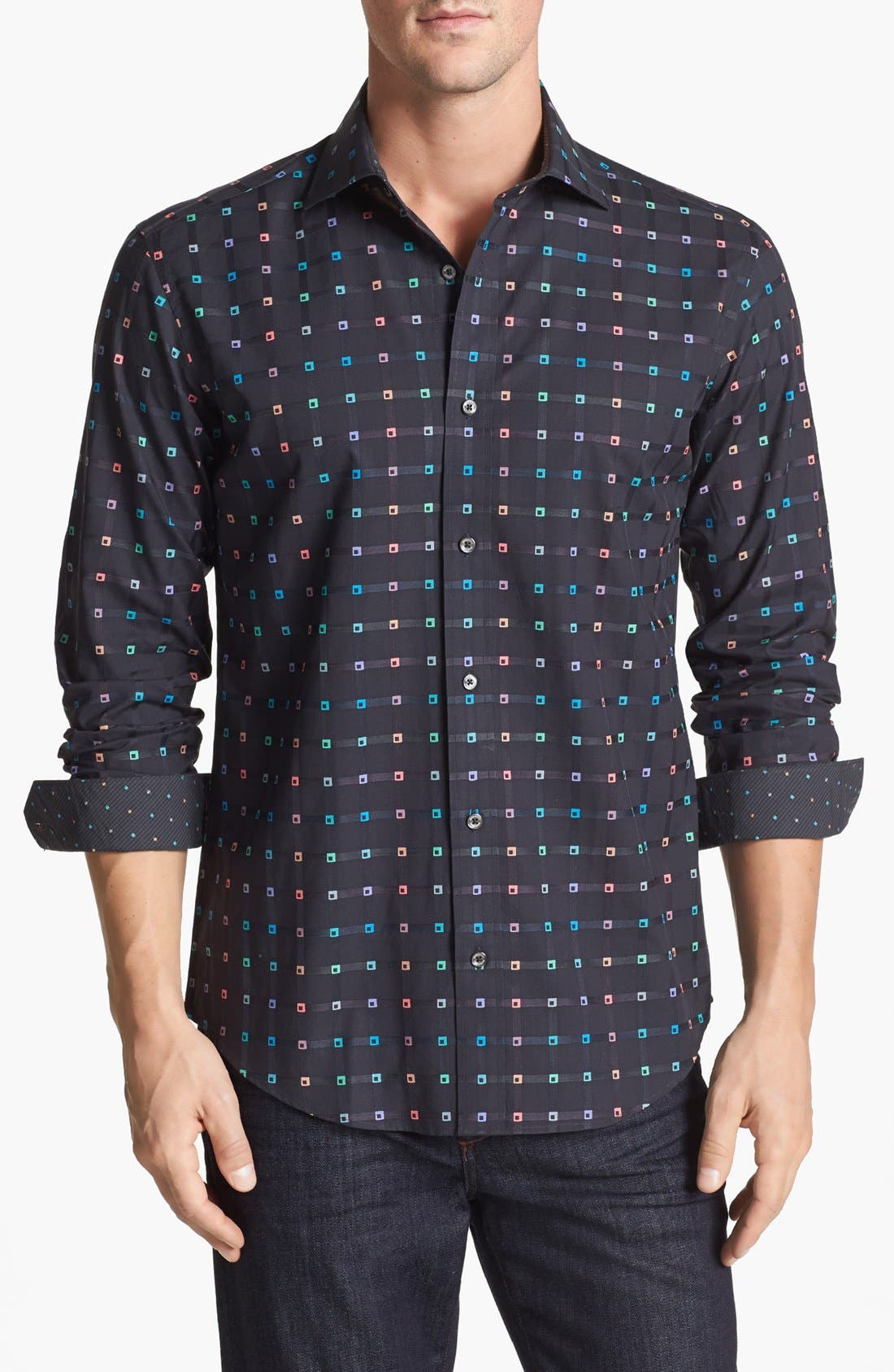 Bugatchi Jacquard Check Classic Fit Sport Shirt | Nordstrom