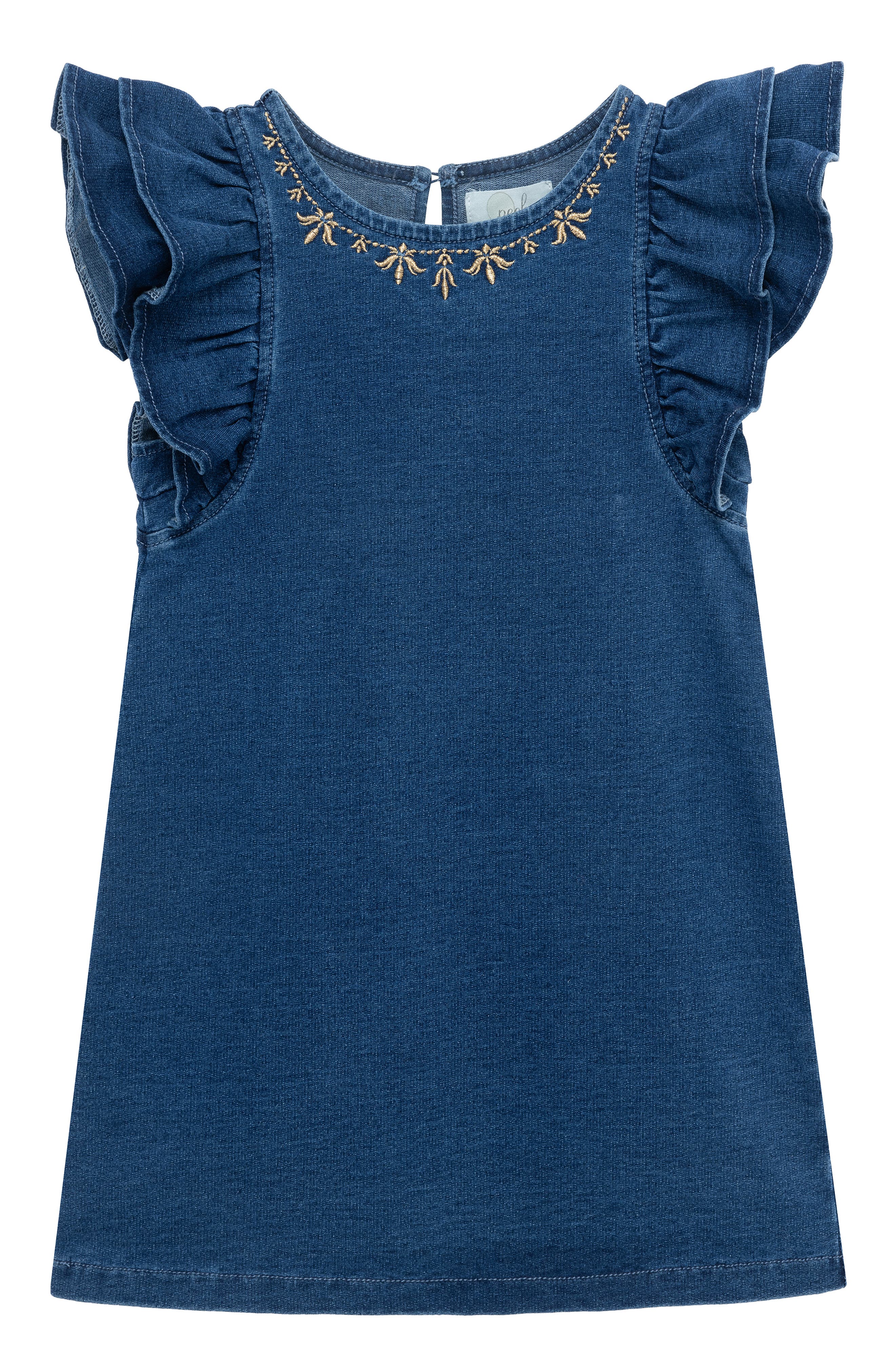 Peek Aren't You Curious Kids' Embroidered Ruffle Sleeve Denim Dress ...