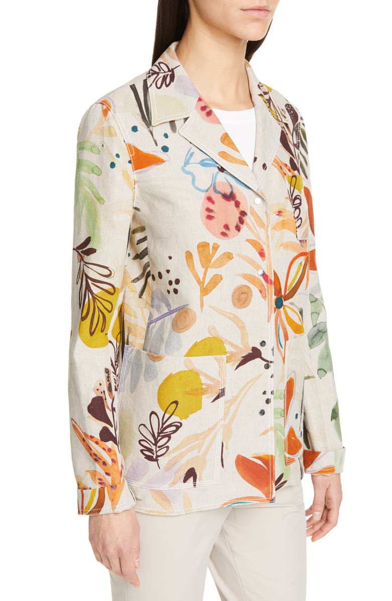 Lafayette 148 New York Jolisa Floral Print Linen Jacket | Nordstromrack