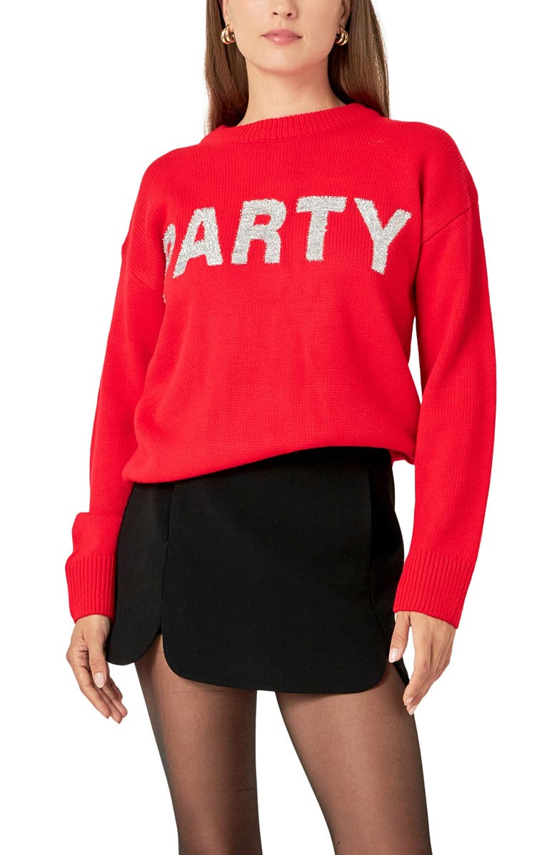 English Factory Party Metallic Sweater | Nordstrom