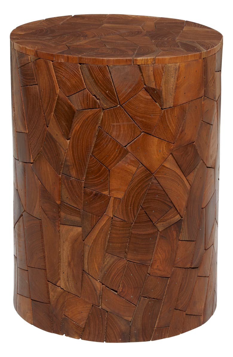 GINGER BIRCH STUDIO Brown Teakwood Contemporary Accent Table with ...