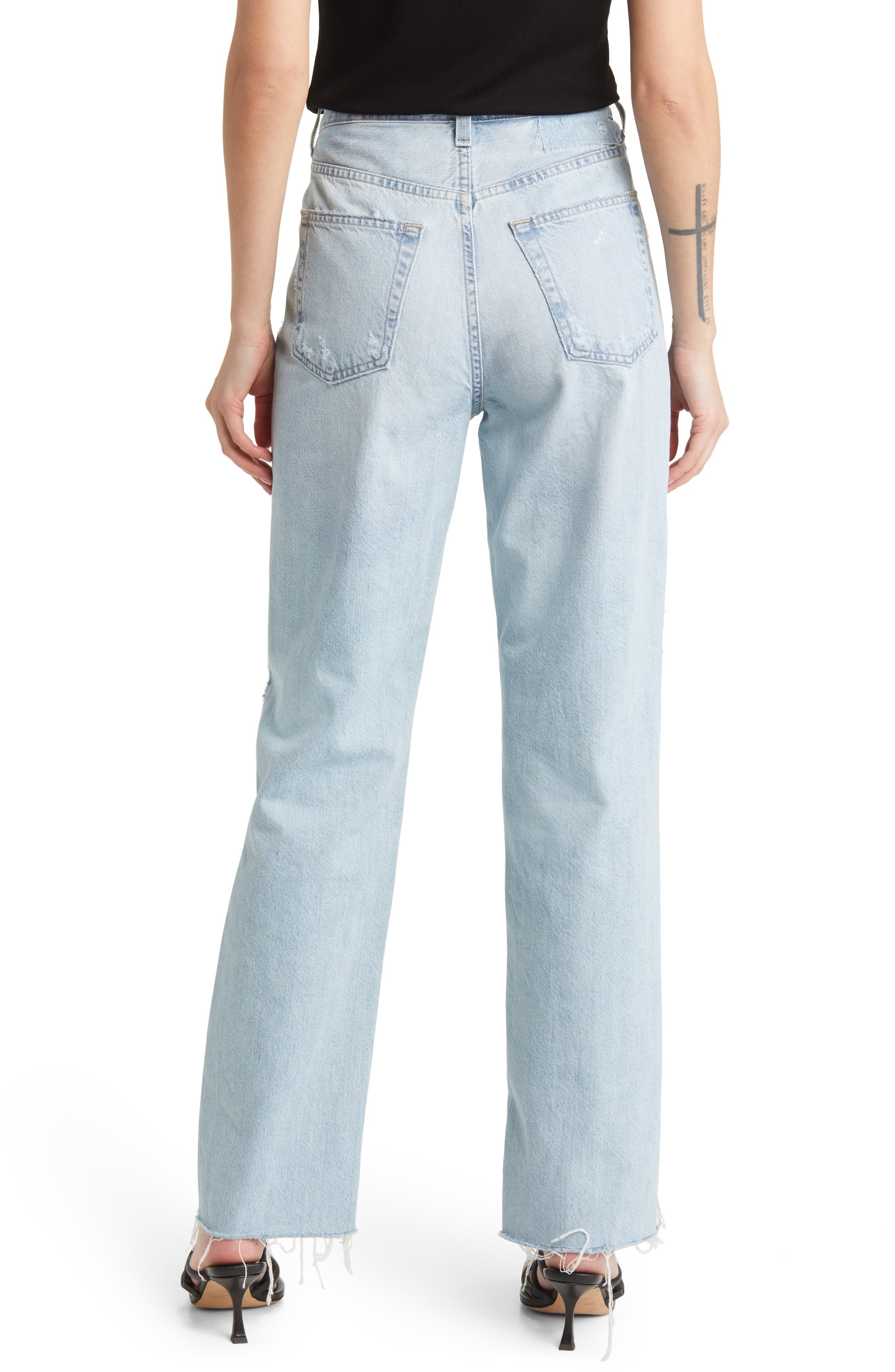 AG Clove Rework High Waist Raw Edge Relaxed Straight Leg Jeans ...