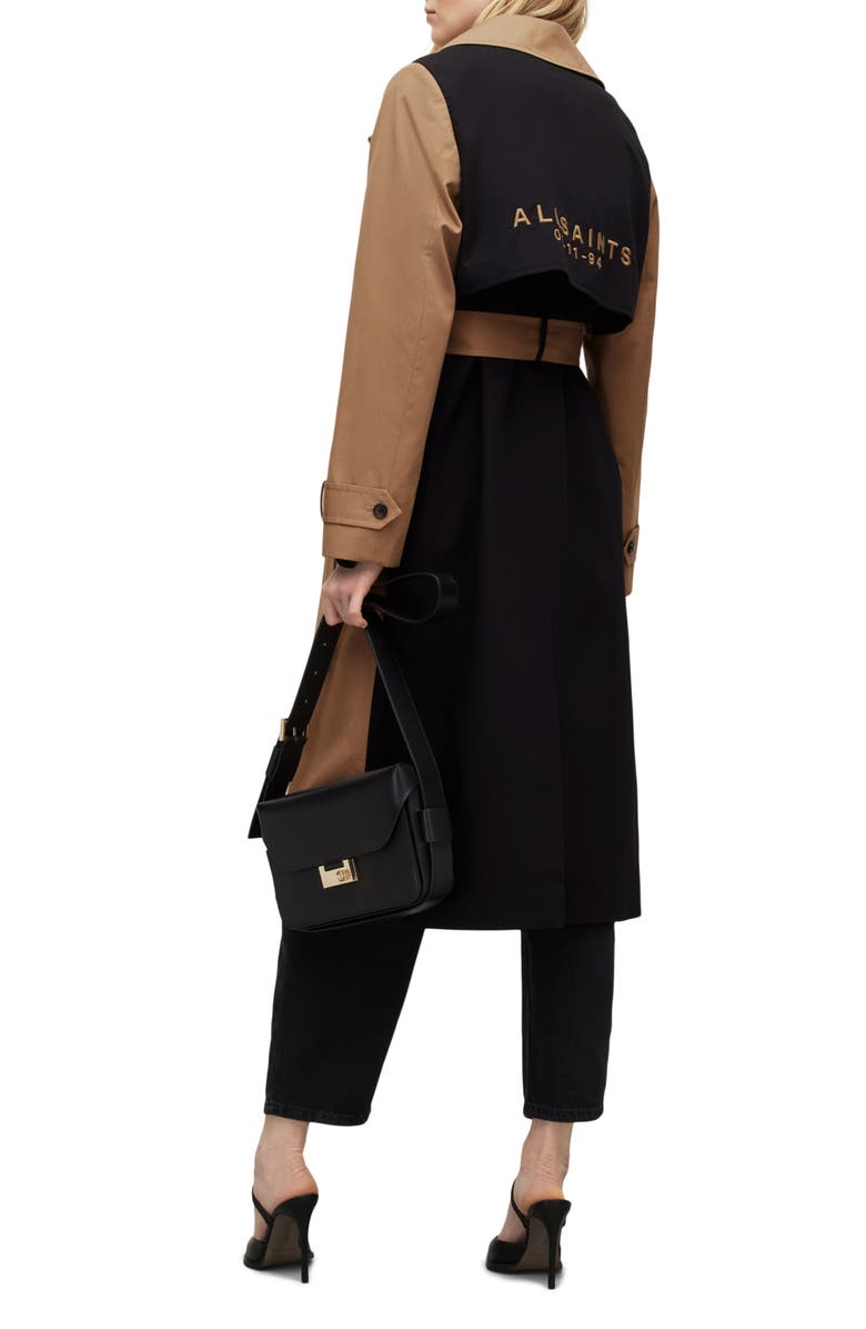 AllSaints Mixie Tie Waist Double Breasted Trench Coat | Nordstromrack