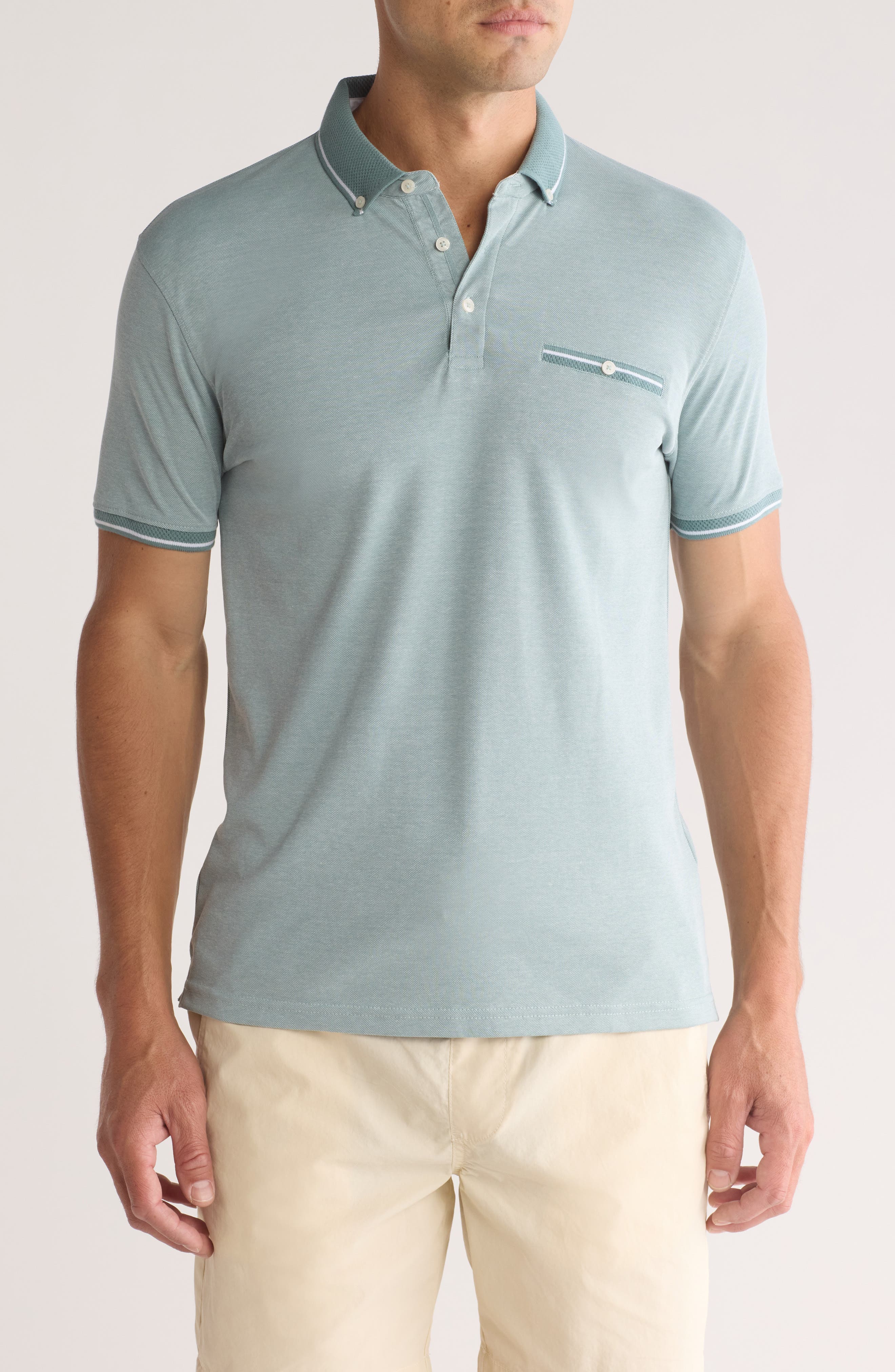DENIM AND FLOWER Contrast Trim Polo | Nordstromrack