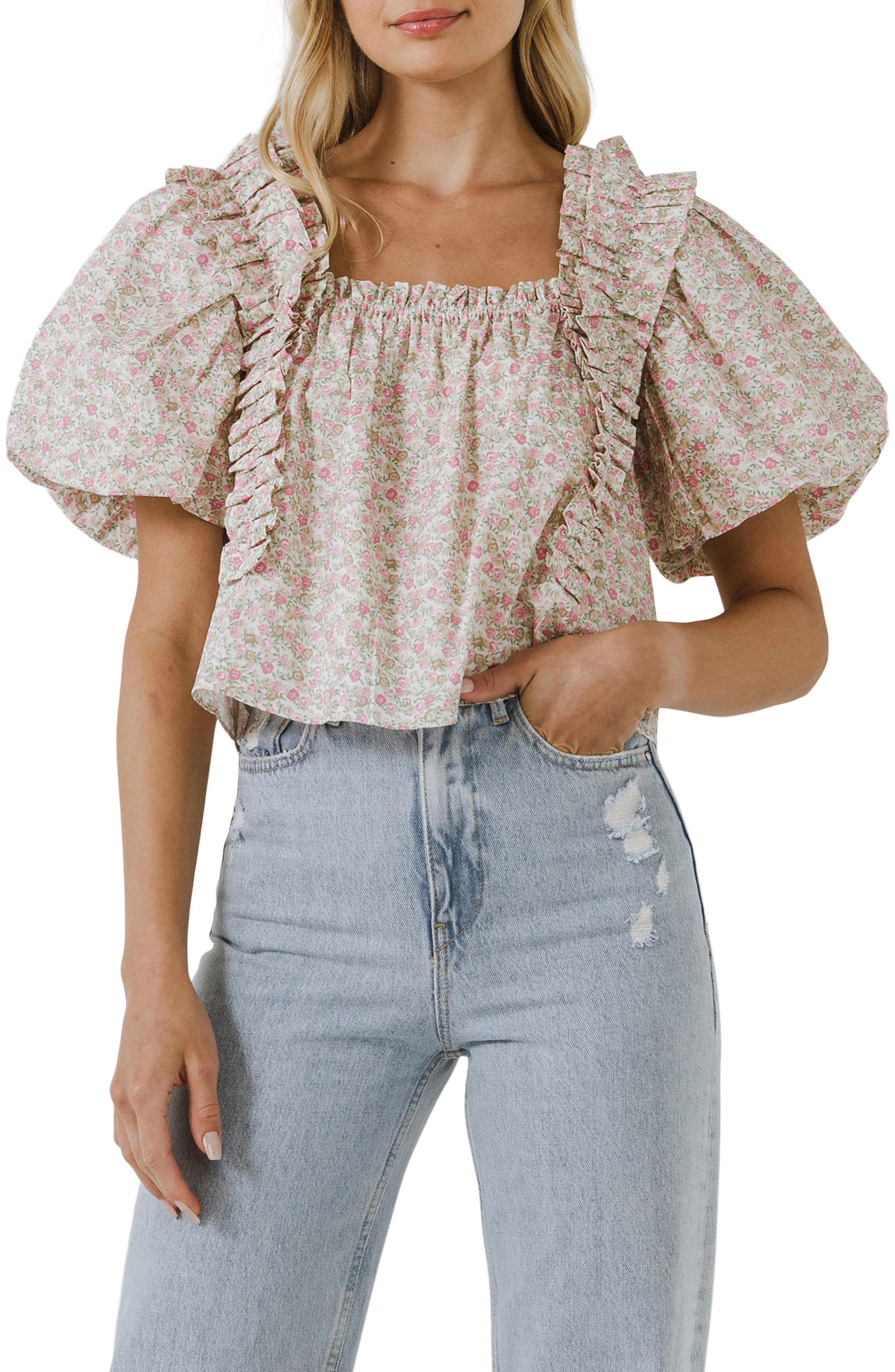 English Factory Floral Puff Sleeve Top | Nordstromrack