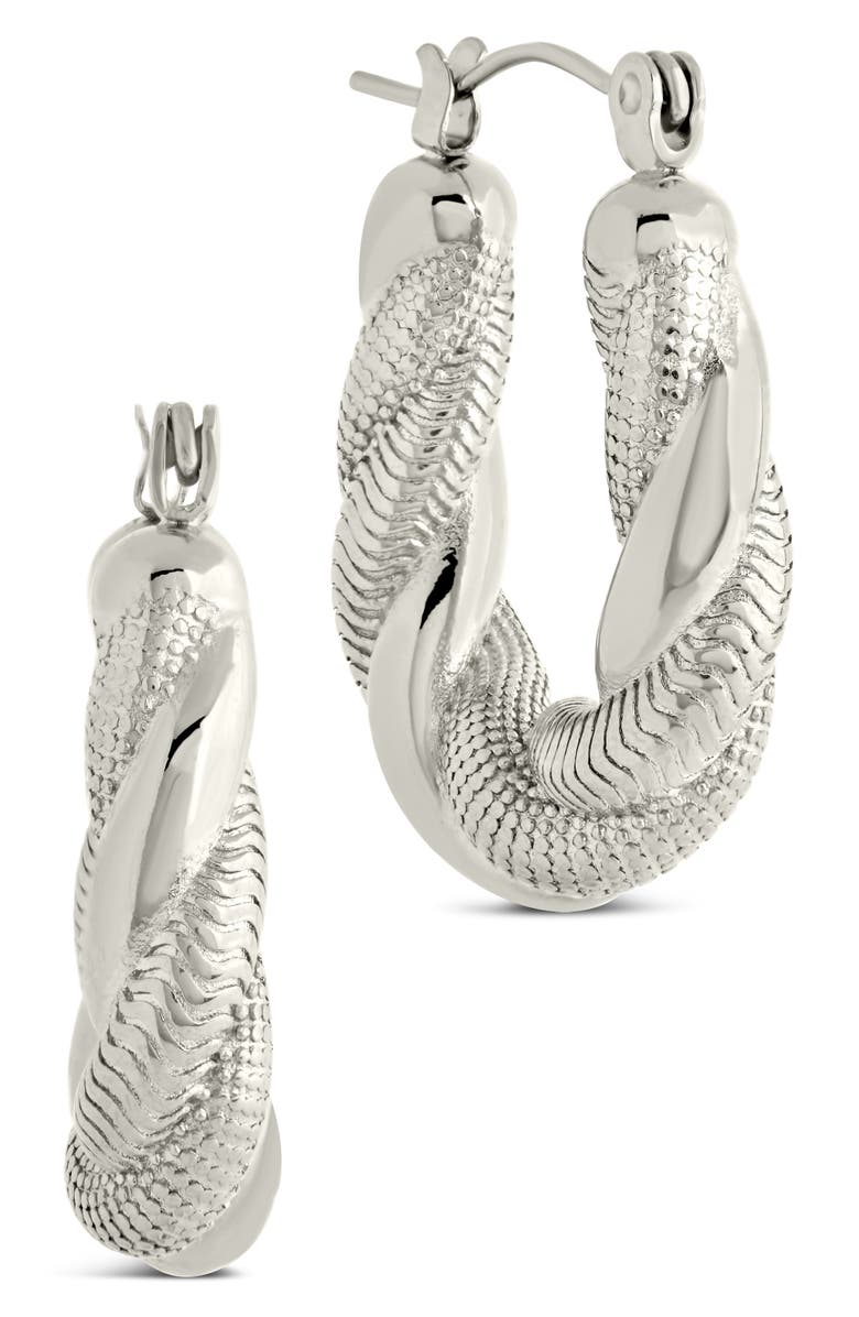Sterling Forever Cameron Twist Textured Tube Hoop Earrings | Nordstromrack