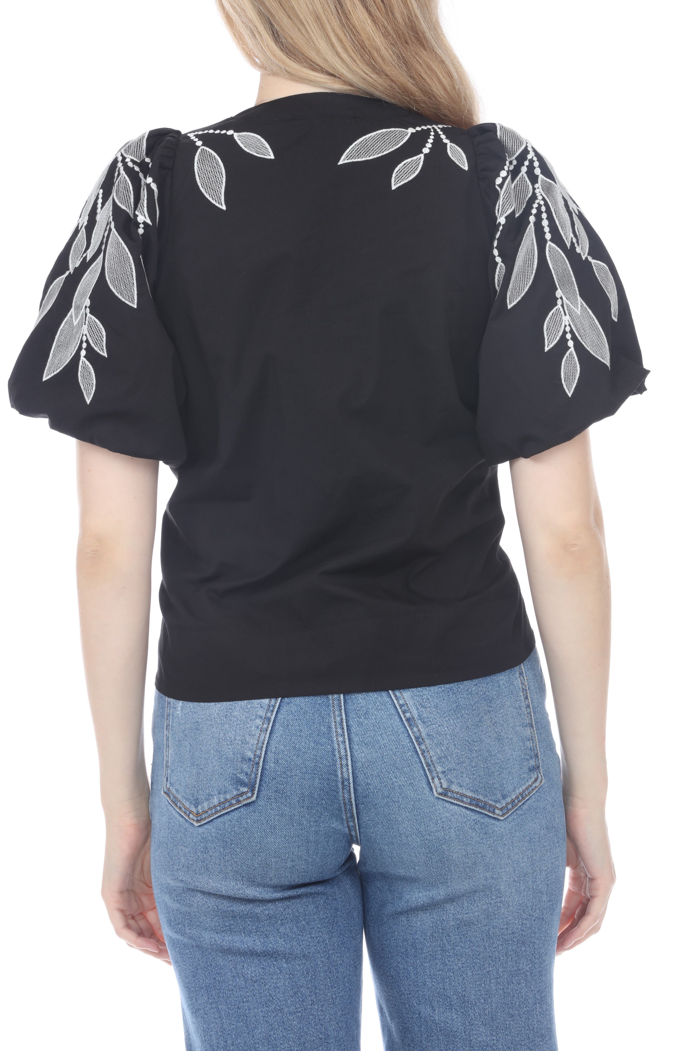 RAIN AND ROSE Puff Sleeve Embroidered Top | Nordstromrack