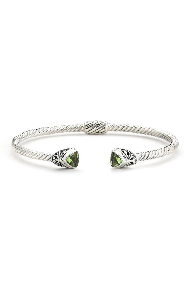 SAMUEL B. Sterling Silver Trillion Cut Peridot Twisted Cable Hinged ...