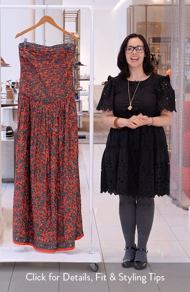 Sani Maya Floral Pleated Drop-Waist Gown | Nordstrom